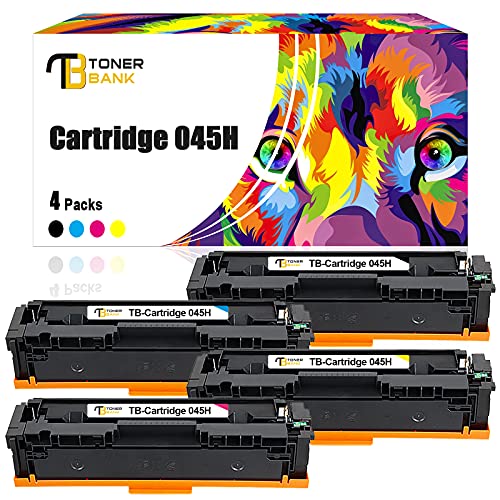 Toner Bank Compatible Toner Cartridge Replacement for Canon 045 045H Toner Cartridges for Color ImageCLASS MF634cdw MF632cdw LBP612cdw MF634 MF632 LBP612C Ink (Black Cyan Magenta Yellow, 4-Pack)