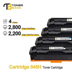 Toner Bank Compatible Toner Cartridge Replacement for Canon 045 045H Toner Cartridges for Color ImageCLASS MF634cdw MF632cdw LBP612cdw MF634 MF632 LBP612C Ink (Black Cyan Magenta Yellow, 4-Pack)