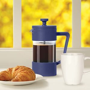 Oggi French Press Coffee Maker (12oz)- Borosilicate Glass, Coffee Press, Single Cup French Press, 3 cup Capacity, Blue