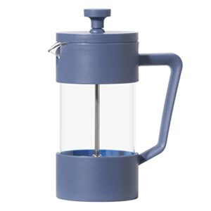 Oggi French Press Coffee Maker (12oz)- Borosilicate Glass, Coffee Press, Single Cup French Press, 3 cup Capacity, Blue