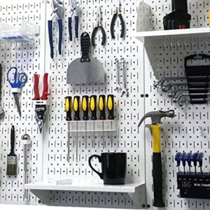 Wall Control 30-P-3232W White Metal Pegboard Pack & KT-200-DLX B Slotted Storage Panel Deluxe Hook Assortment, Black