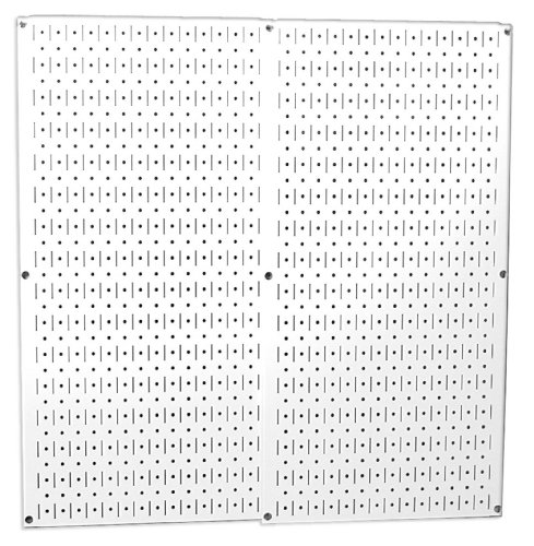 Wall Control 30-P-3232W White Metal Pegboard Pack & KT-200-DLX B Slotted Storage Panel Deluxe Hook Assortment, Black