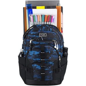 FUEL Dynamo Active Backpack, Fits Most Laptops up to 15", Front Access Pockets, Padded Lumbar, Comfortable, Adjustable Straps - Black/Blue Camo