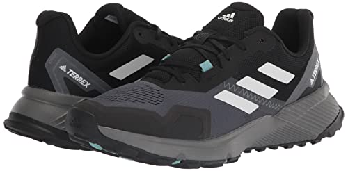 adidas Women's Terrex Soulstride Trail Running Shoes, Black/Crystal White/Mint Ton, 8.5