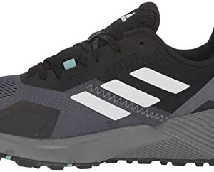 adidas Women's Terrex Soulstride Trail Running Shoes, Black/Crystal White/Mint Ton, 8.5