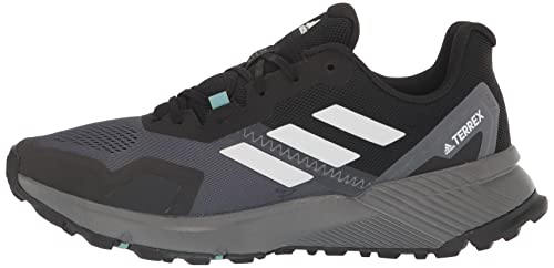 adidas Women's Terrex Soulstride Trail Running Shoes, Black/Crystal White/Mint Ton, 8.5