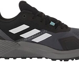 adidas Women's Terrex Soulstride Trail Running Shoes, Black/Crystal White/Mint Ton, 8.5