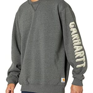 Carhartt Men's Big & Tall Loose Fit Midweight Crewneck Graphic Sweatshirt, Carbon Heather, 4X-Large