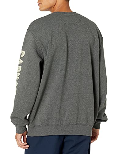 Carhartt Men's Big & Tall Loose Fit Midweight Crewneck Graphic Sweatshirt, Carbon Heather, 4X-Large