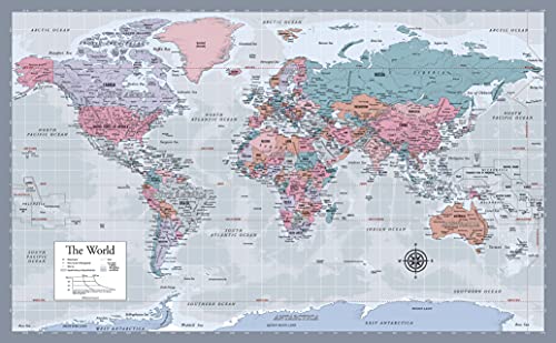 2 Pack - World Map Poster & USA Map Chart [Purple] (Laminated, 18" x 29")