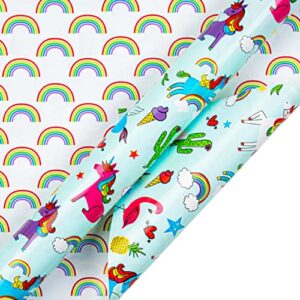 MAYPLUSS Reversible Wrapping Paper Roll - Mini Roll - 17 Inch X 32.8 Feet - Birthday Design (47.3 sq.ft.ttl)