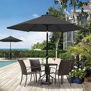 OUTDOOR WIND 9FT Durable Umbrella Outdoor Patio Table Market Umbrella with Push Button Tilt and Crank,Dark Grey