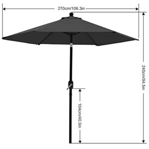 OUTDOOR WIND 9FT Durable Umbrella Outdoor Patio Table Market Umbrella with Push Button Tilt and Crank,Dark Grey