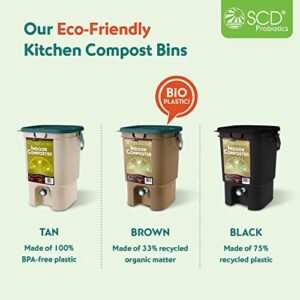 All Seasons Indoor Composter Kit, 5-Gallon Dark Tan Countertop Kitchen Compost Bin with 2 lbs. (1 Gallon) of Bokashi - Easily Compost in Your Kitchen After Every Meal by SCD Probiotics