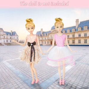 YTSQLER Doll Dresses Clothes,25Pcs Doll Clothing Set 10 Fashion Doll Dresses 10 Pairs Doll Shoes 4 Glasses and 1 Well-Made Pearl Necklace Doll Clothes and Accessories for 11.5 inch Girl Dolls