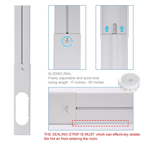 Portable Air conditioner Window Kit, Adjustable Vertical/Horizontal Sliding Window Kit Plate for AC Unit, AC Window Vent Kit, AC Window Seal Suitable for 5.9” AC Exhaust Hose