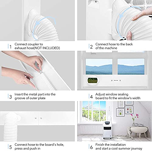 Portable Air conditioner Window Kit, Adjustable Vertical/Horizontal Sliding Window Kit Plate for AC Unit, AC Window Vent Kit, AC Window Seal Suitable for 5.9” AC Exhaust Hose