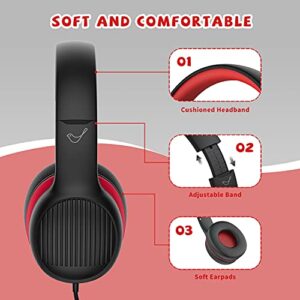 Kids Headphones, 85dB Volume Limiting - Toddler Headphones for Detachable Cat Ear, Wired Headphones with Sharing Splitter, Foldable Stereo Over-Ear Headphones for School/Travel/iPad/Kindle (black)