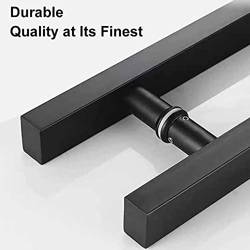 SMARTSMITH Barn Door Pull Handle, 12" Square H-Shape Barn Door Handles Double-Side, Stainless Steel, Dual Use Glass Door Wooden Door,Sliding Barn Door Shower Door, Black 2 Pack