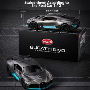 MIEBELY Remote Control Car, Bugatti Divo 1/12 Scale Rc Cars 12Km/h, 2.4Ghz Licensed Model Car 7.4V 900mAh Toy Car Headlight for Adults Boys Girls Age 6-12 Years Birthday Ideas Gift