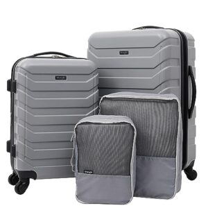 wrangler 4 piece elysium luggage and packing cubes set, sharkskin