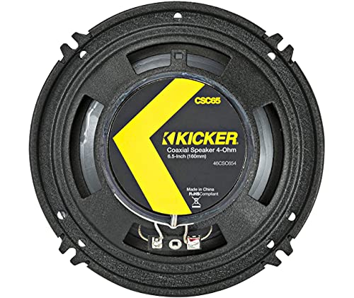 KICKER CSC65 CS Series 6.5 Inch 300 Watt 4 Ohm 2-Way Car Audio Coaxial Speakers System with Polypropylene Cone, PEI Tweeters & EVC Technology, Pair (Renewed)