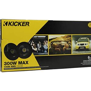 KICKER CSC65 CS Series 6.5 Inch 300 Watt 4 Ohm 2-Way Car Audio Coaxial Speakers System with Polypropylene Cone, PEI Tweeters & EVC Technology, Pair (Renewed)