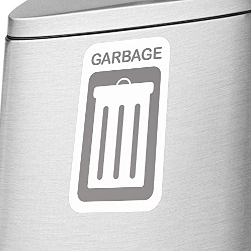 Garbage Trash Recycle Compost Stickers - 3 Durable Vinyl Decals for Easy Bin Labeling (3.1" x 1.9") by Flippin Stickers