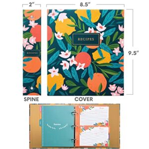 Jot & Mark Recipe 3 Ring Binder 8.5" x 9.5" | Full-Page with Clear Protective Sleeves and Color Printing Paper for Family Recipes (8.5" x 9.5" Recipe Binder, Winter Orchard)