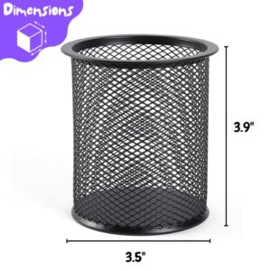 Mr. Pen- 3pcs Pencil Cup Holder, Black Pen Holder, Pen Cups, Metal Mesh Pencil/Pen Holder ,Pen Organizer for Desk, Desk Pen Holder