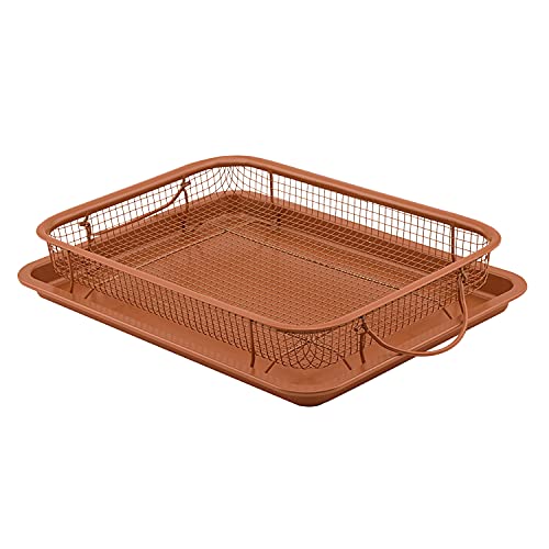 G & S Metal Products Company Baking with G&S Nonstick Crisper Basket with Baking Pan, Copper, 2 Piece Set, Durable and Easy to Use