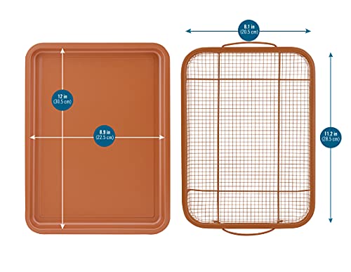 G & S Metal Products Company Baking with G&S Nonstick Crisper Basket with Baking Pan, Copper, 2 Piece Set, Durable and Easy to Use