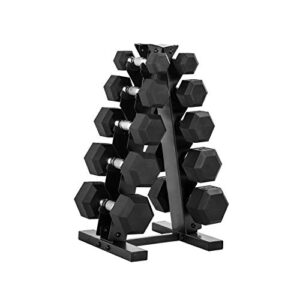 cap barbell 150 lb dumbbell set with vertical a-frame rack, carbon