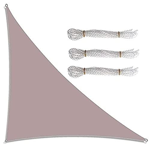 JLCP Waterproof Triangle Sun Shade Sail 4 X 4 X 5.7 M, 90% UV Block Canopy for Patio, Right Angle Garden Shade Sails with 3 Ropes,Sunshade Awnings for Outdoor Camping Lawn,Light Brown