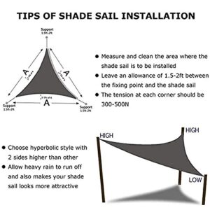 JLCP Waterproof Triangle Sun Shade Sail 4 X 4 X 5.7 M, 90% UV Block Canopy for Patio, Right Angle Garden Shade Sails with 3 Ropes,Sunshade Awnings for Outdoor Camping Lawn,Light Brown