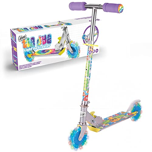 Ozbozz Tie Dye Foldable Scooter - Light UP Wheels - Ages 5 and up