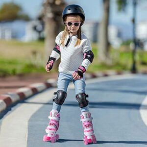 Roller Skates for Kids Girls Boys Beginners, 4 Size Adjustable Size with Light Up Wheels for Children (Pink, Medium(2-5))