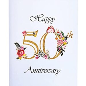 iGifts And Cards Happy 50th Milestone Anniversary 3D Pop Up Greeting Card - Marriage, Soulmates, Celebration, Being Together, Golden, Congratulations, Romantic, Lovebirds, Love and Happiness