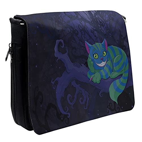 Lunarable Alice in Wonderland Cross Body Messenger Bag, Cat on Tree, Unisex