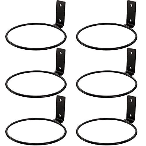 Fasmov 6 Pack 6 inch Flower Pot Holder Ring Wall Mounted Flower Pot Holder Ring Plant Hanger, Wall Bracket for Indoor and Outdoor use, Black