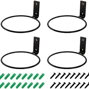 Fasmov 6 Pack 6 inch Flower Pot Holder Ring Wall Mounted Flower Pot Holder Ring Plant Hanger, Wall Bracket for Indoor and Outdoor use, Black