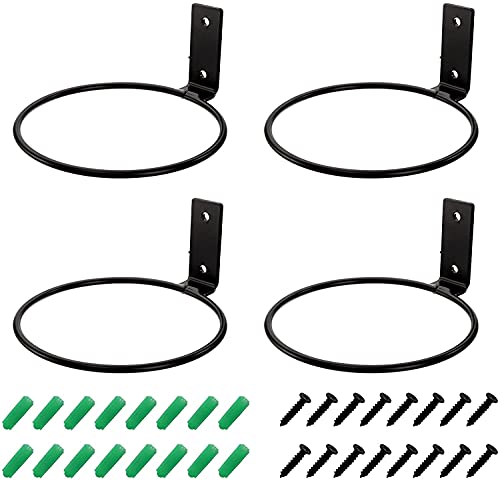 Fasmov 6 Pack 6 inch Flower Pot Holder Ring Wall Mounted Flower Pot Holder Ring Plant Hanger, Wall Bracket for Indoor and Outdoor use, Black