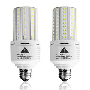 zp 2-pack led light bulb 400w equivalent 6250 lumen 5000k cool daylight white e26/e27 medium base 50w led corn light for outdoor indoor lamp area garage warehouse workshop street backyard new upgrade