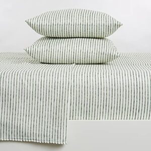 Great Bay Home 4-Piece Stripe Printed Ultra-Soft Microfiber Sheet Set. Wrinkle Free, Comfortable, All-Season Bed Sheets. Evette Collection (Full, Stripe - Sea Foam)