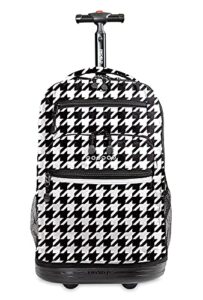 j world new york sundance rolling backpack girl boy roller bookbag, houndstooth, 20 inch