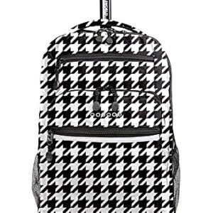 J World New York Sundance Rolling Backpack Girl Boy Roller Bookbag, Houndstooth, 20 Inch