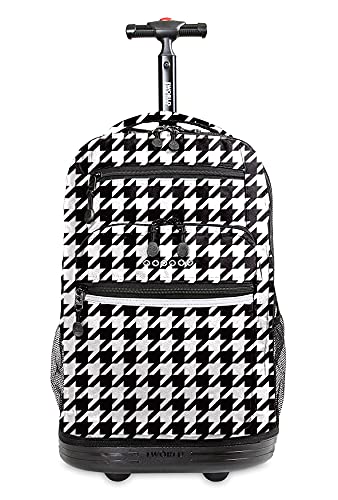 J World New York Sundance Rolling Backpack Girl Boy Roller Bookbag, Houndstooth, 20 Inch