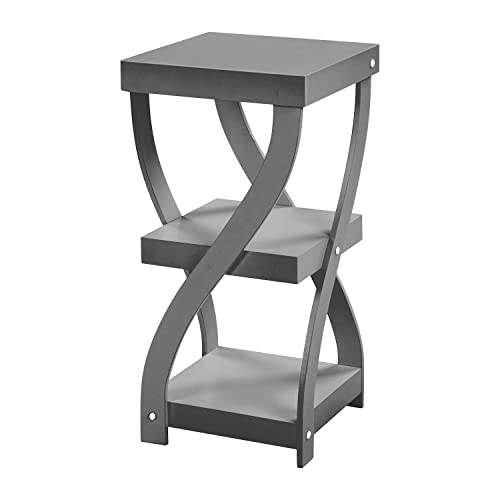 Etna Twist Side End Table Modern Accent Table Nightstand with Distressed Finish, Wood, 24" High - Gray