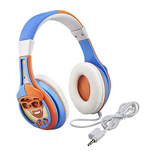 eKids Blippi Headphones for Kids, Wired Headphones for School, Home or Travel, Tangle Free Stereo Headphones with Parental Volume Control, Connect via 3.5mm Jack