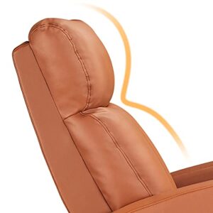 Yaheetech Padded Seat Recliner Chair Set of 2 Single Sofa Recliner for Living Room PU Leather Upholstered Reclining Chair Home Theater Seating Tan